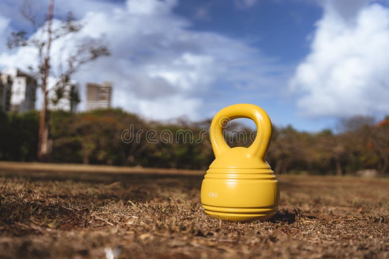 Yellow Kettlebell stock image. Image of heavy, healthy - 11629427