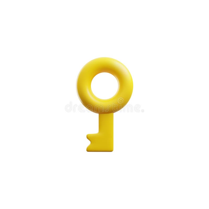Yellow Key Isolated on White Background, 3D Vector Illustration for Web ...
