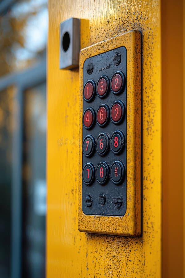 Yellow Keypad Close-up on Modern Security Access System Entrance Stock ...
