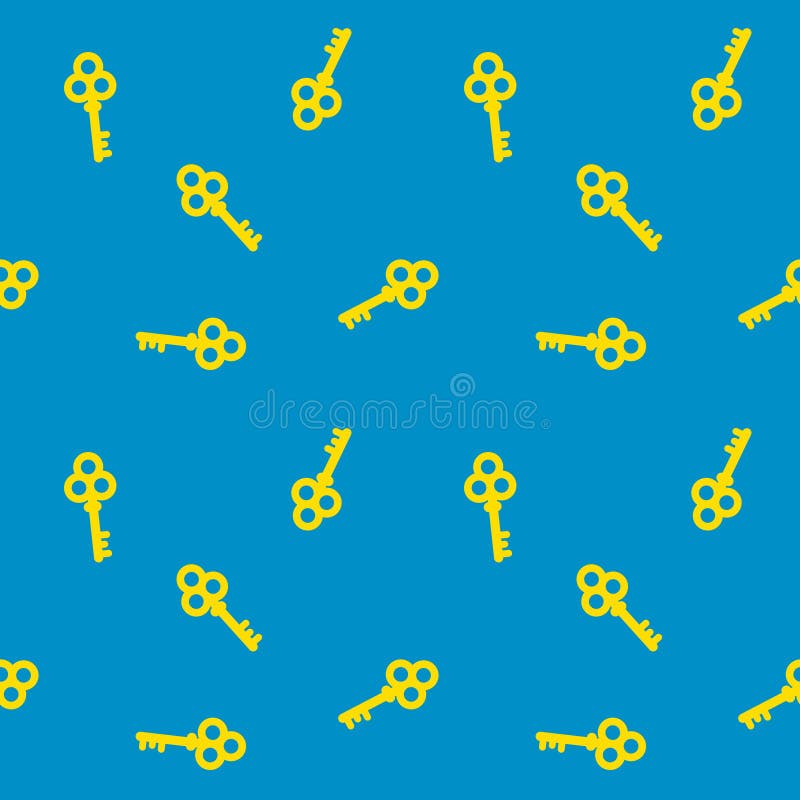 Yellow Keys Pattern on Blue Background Stock Vector - Illustration of ...