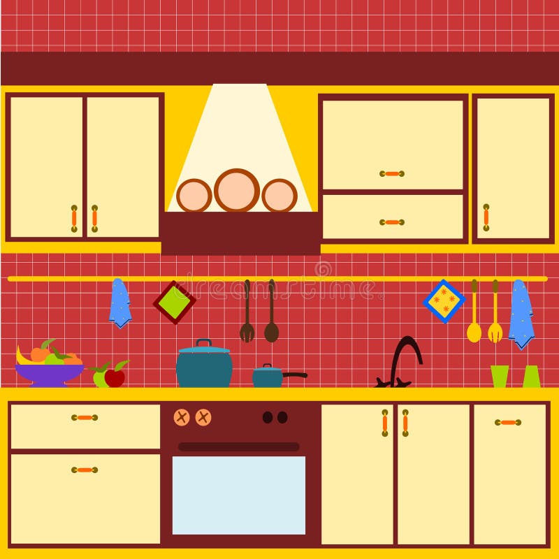 Kitchen stock illustration. Illustration of hood, furniture - 12524466