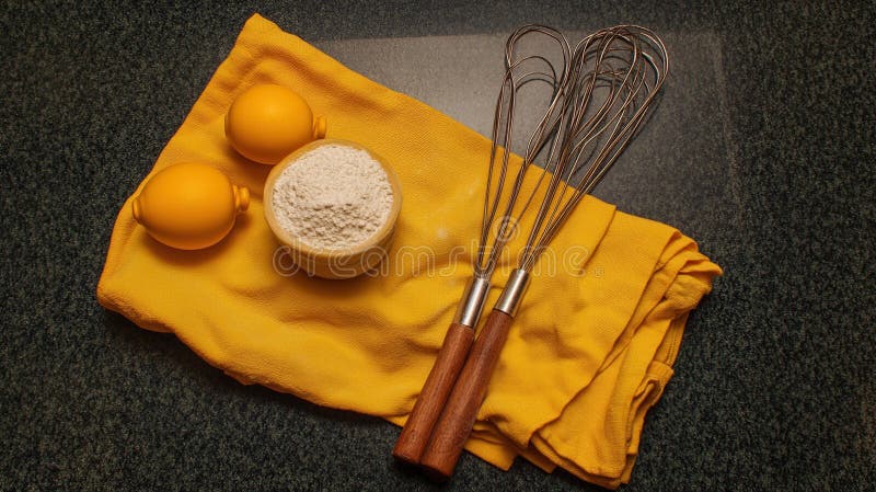Yellow Kitchen, Flour, Whisks, Lemons, Baking Prep Stock Photo - Image ...