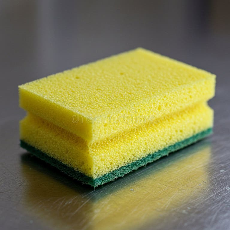 Yellow Kitchen Sponge with a Rectangular Shape, Featuring a Soft ...