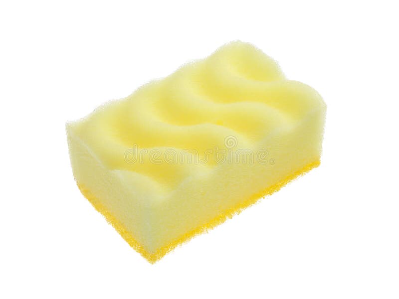 Yellow Kitchen Sponge on a White Background. Kitchen Utensils Close-up ...