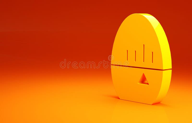 Yellow Kitchen Timer Icon Isolated on Orange Background. Egg Timer ...