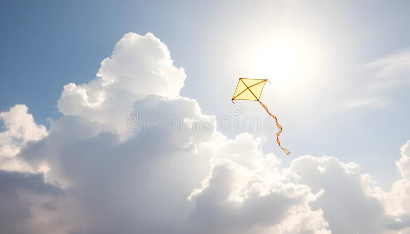 A Yellow Kite is Flying in the Bright Blue Sky Today Stock Illustration ...