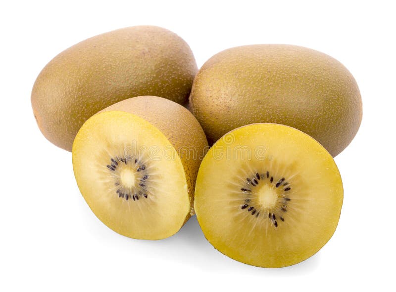 Yellow Kiwi Fruit Isolated on White Stock Photo - Image of closeup ...