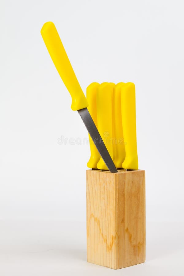 Yellow Knifes stock image. Image of wooden, stainless - 27934327