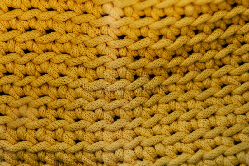 Yellow Knitted Cotton Wool Mesh Texture Stock Photo - Image of rope ...