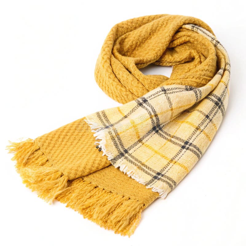 Yellow Knitted Scarf or Plaid Isolated on Transparent Background Stock ...