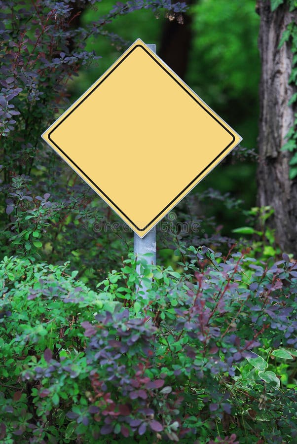 Yellow label in forest stock image. Image of background - 98594569
