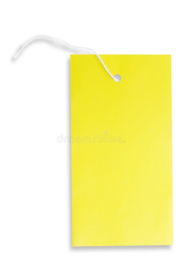 Yellow label tag stock photo. Image of pricing, paper - 201493044
