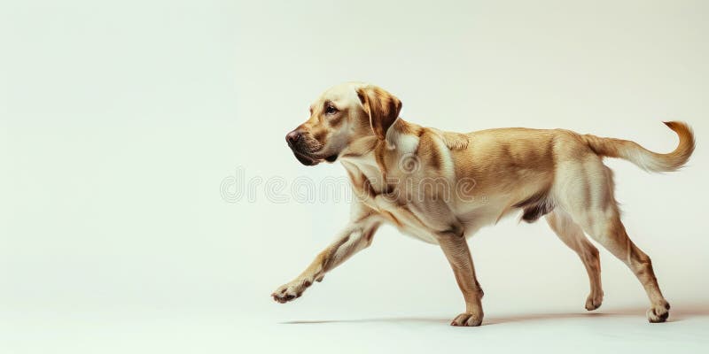 Yellow Labrador Jumping on White Background. Generative Ai Stock ...
