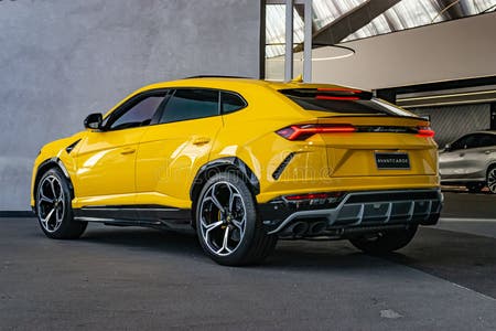 Yellow Lamborghini Urus SUV, Rear View Editorial Stock Image - Image of ...