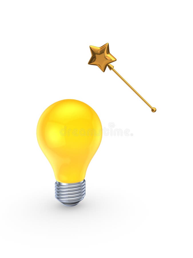 Yellow Lamp and Magic Wand. Stock Illustration - Illustration of fairy ...