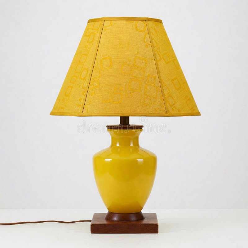 Yellow Lamp on a White Background. Isolated Object Front View Stock ...