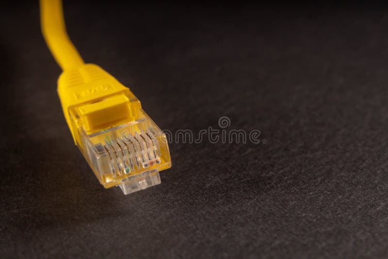Yellow Lan Wire on White Background Stock Image - Image of bandwidth ...