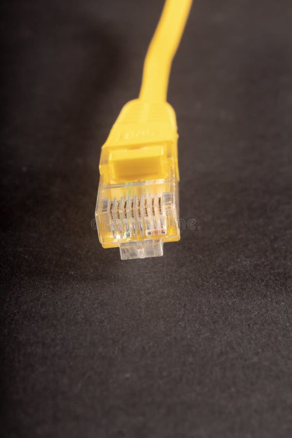 Yellow Lan Wire on White Background Stock Photo - Image of connector ...
