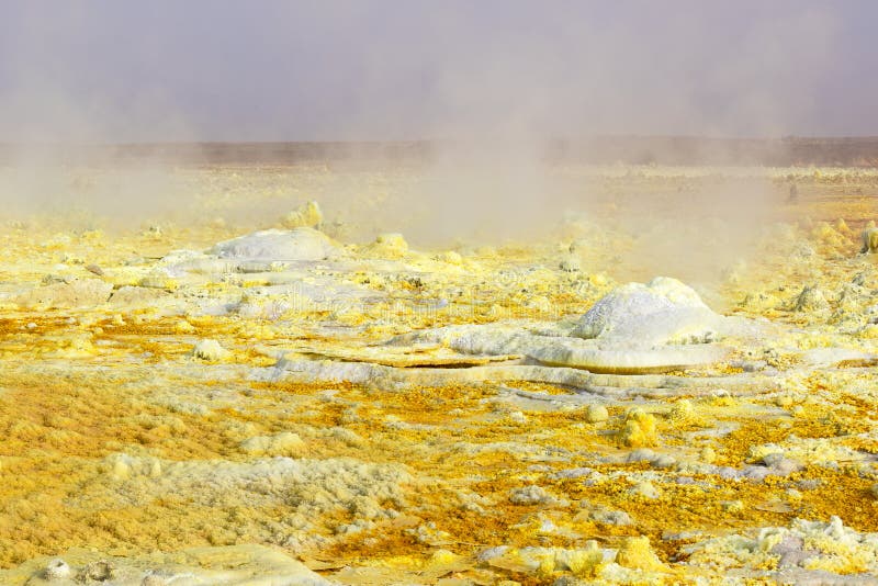 Yellow Landscape of Dallol Volcano Stock Photo - Image of crater, acid ...