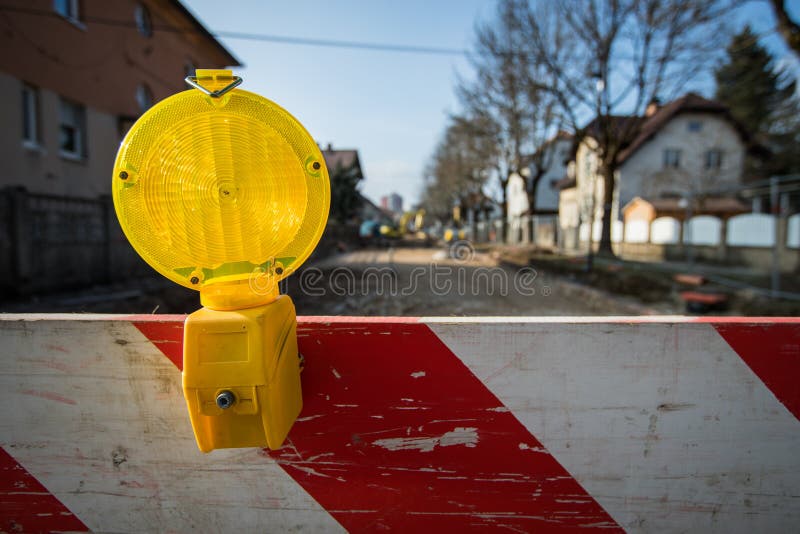 Yellow Lantern on a Construction Site Stock Image - Image of equipment ...