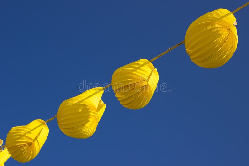 Red and Yellow Lanterns Along Passageway Stock Photo - Image of temple ...