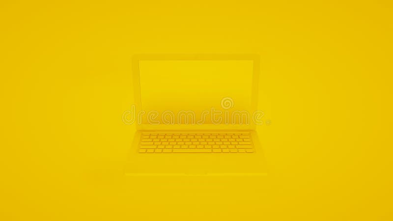 Yellow Laptop Computer, 3D Illustration Stock Illustration ...