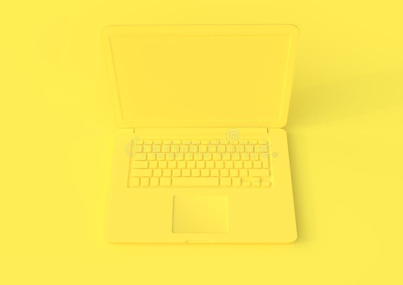 Yellow laptop stock illustration. Illustration of modern - 41855402