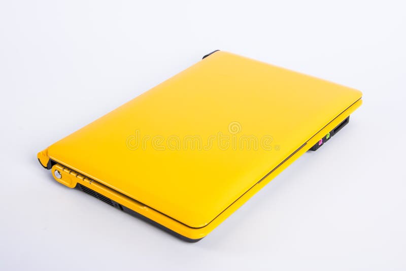 Yellow laptop stock image. Image of internet, mobility - 34346135