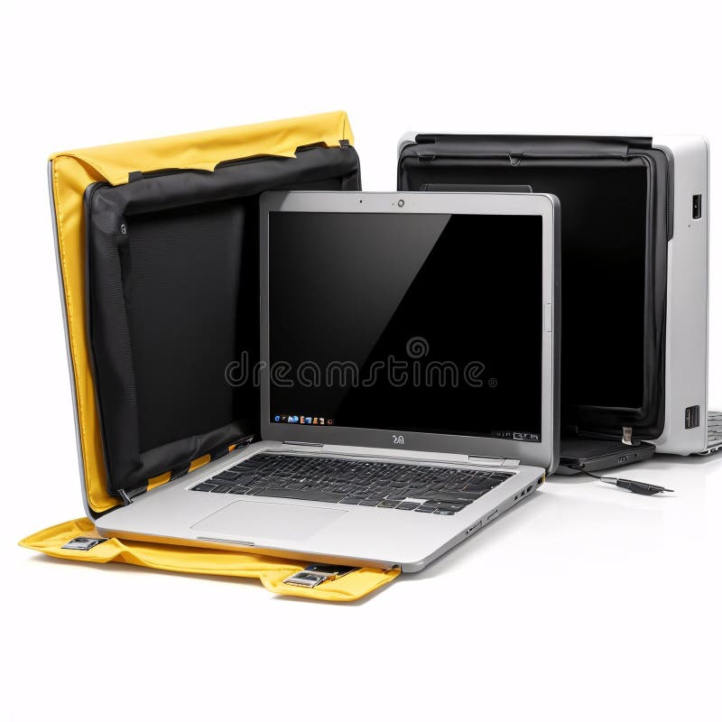 Yellow Laptop Icon Isolated Seamless Pattern on Red Background ...