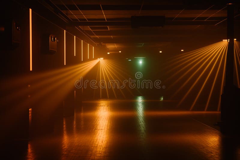 Yellow Lasers on an Empty Dance Floor in a Nightclub, Illustration ...