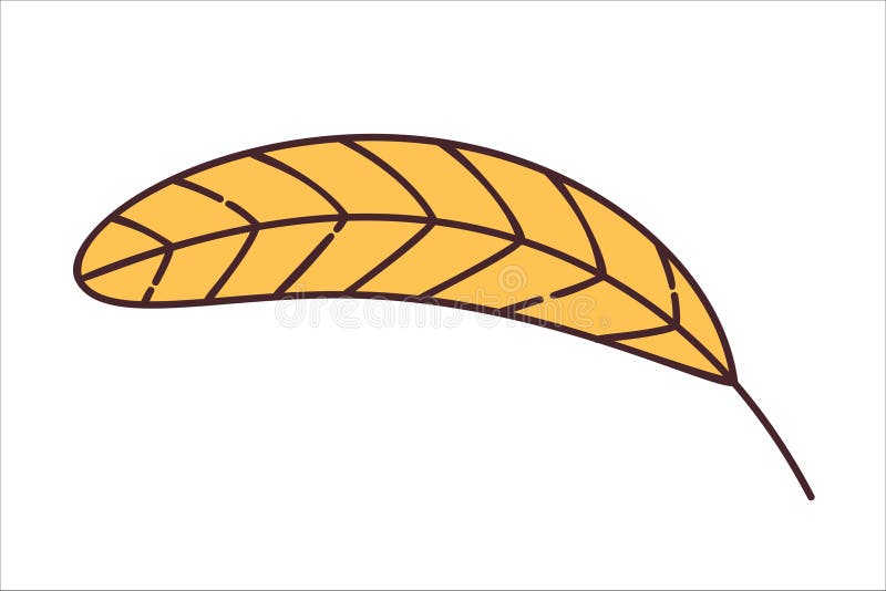 Yellow Leaf. Doodle Style Design Element. Trendy Flat Vector ...