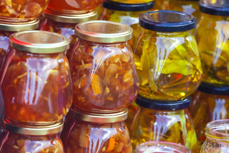 Yellow Leaf Jam in Glass Jars Stock Photo - Image of beer, healthy ...