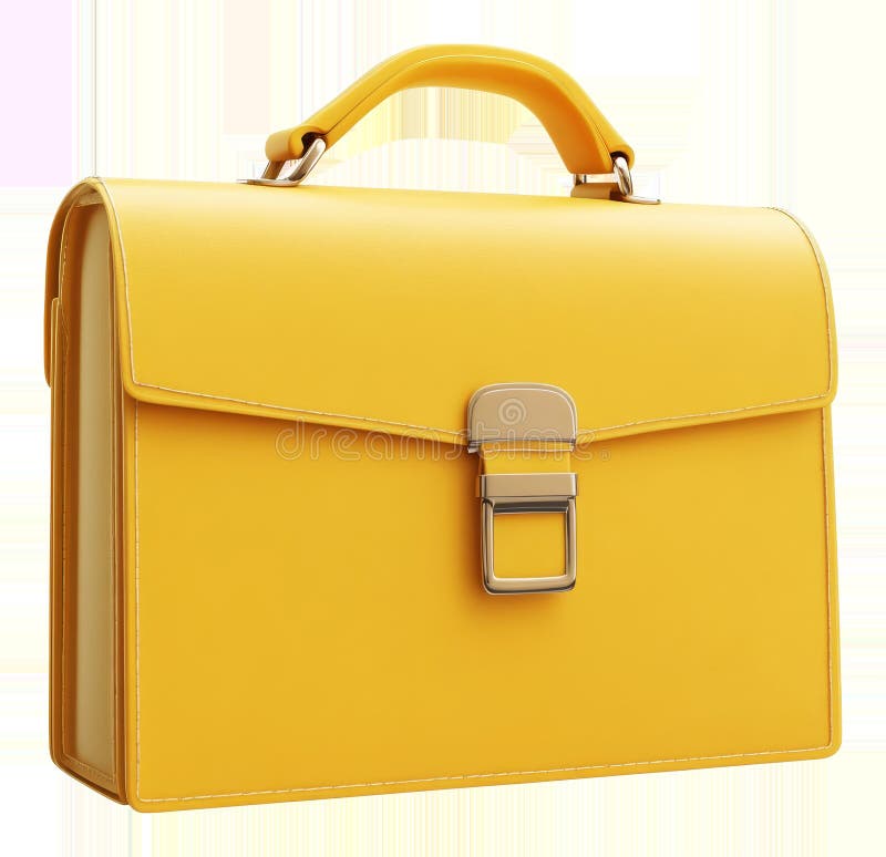 Yellow Leather Briefcase with Handle, Stylish Accessory Concept Stock ...