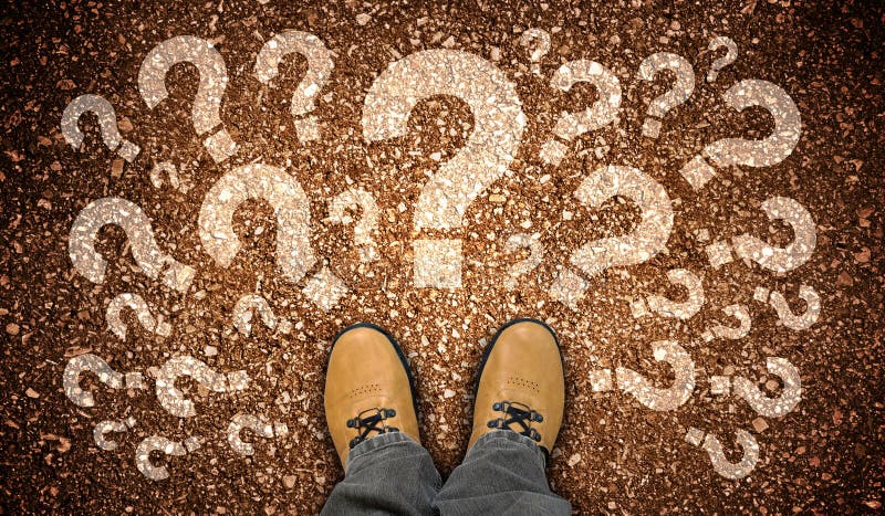 Yellow Leather Shoes and Many Question Marks Stock Image - Image of ...