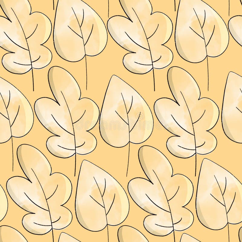 Yellow Leaves Seamless Pattern. Flat Template Stock Illustration ...