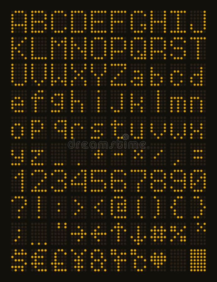 Yellow LED Alphabet and Numbers Stock Vector - Illustration of message ...