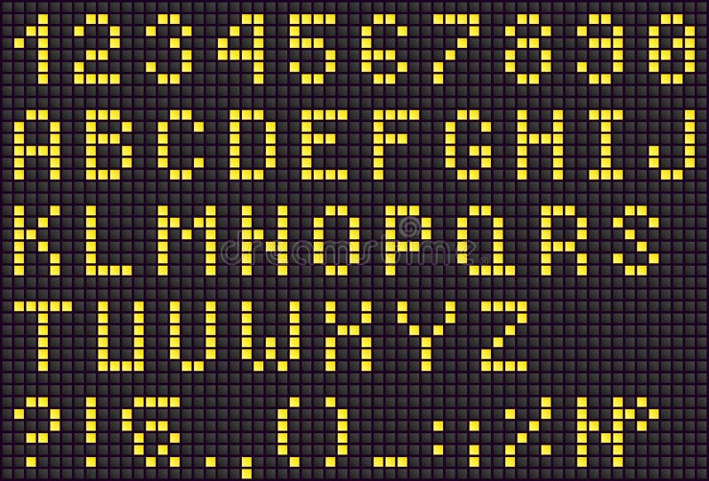 Yellow LED Digital Letters for Text, Display Font Stock Vector ...