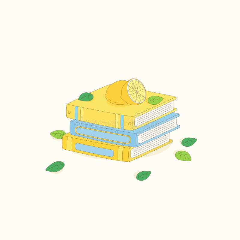 Yellow lemon books stock vector. Illustration of vector - 332205416