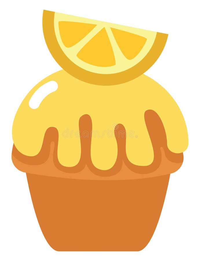 Yellow lemon cupcake, icon stock vector. Illustration of graphic ...