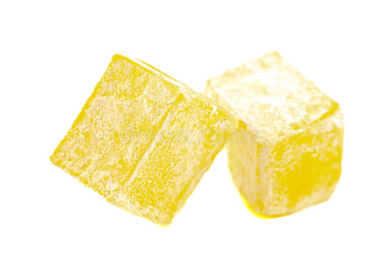 Yellow Lemon Flavored Turkish Delight Isolated on a White Background ...