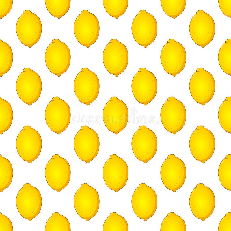 Yellow Lemon Seamless Pattern on White Stock Vector - Illustration of ...