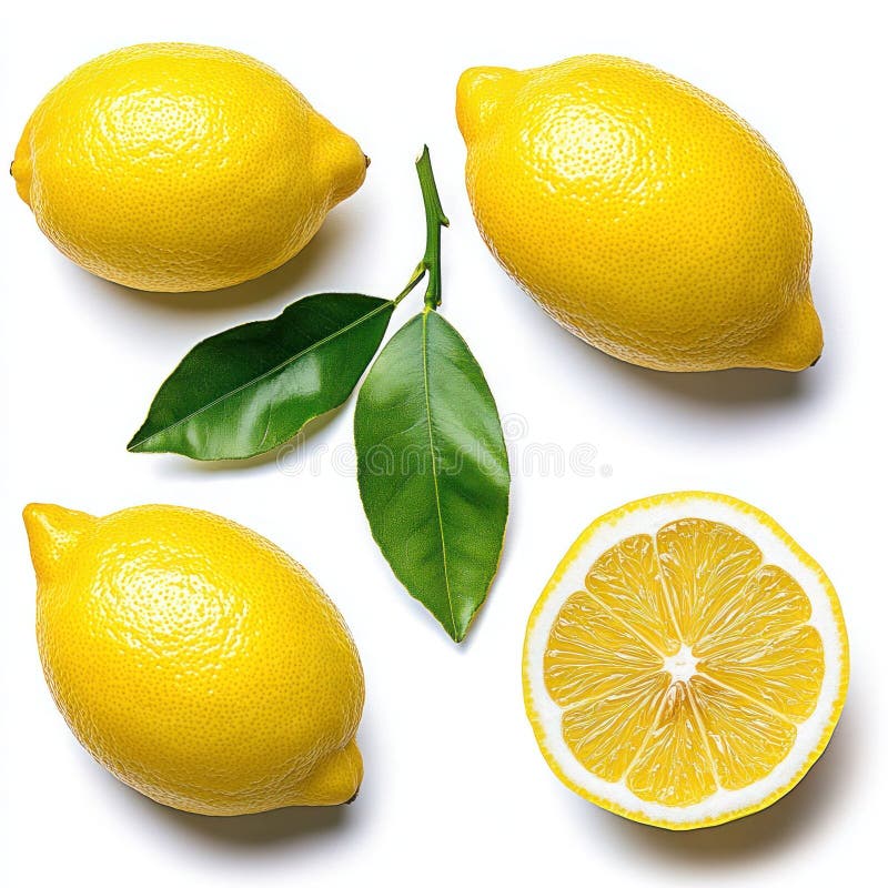 Fresh Lemons Citrus Fruit Bright Clean Background View Isolated White ...