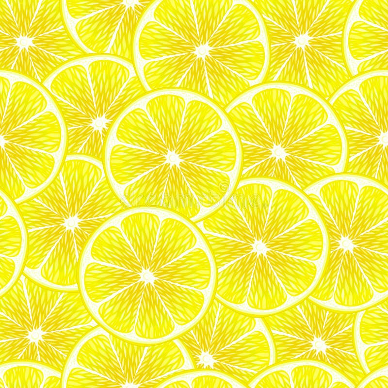 Yellow Lemon Slices Seamless Background. Stock Vector - Illustration of ...