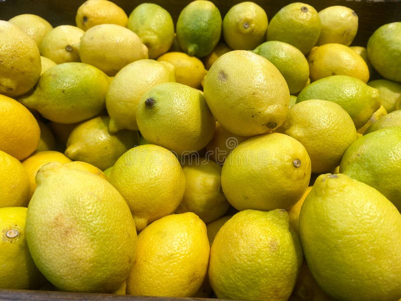 Yellow Lemons in a Crate at the Store Stock Image - Image of edible ...