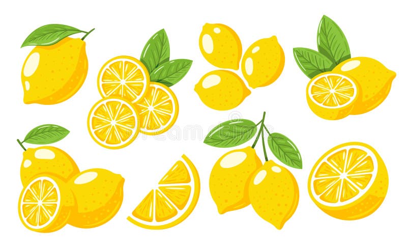 Yellow Lemon in Cartoon Style Isolated on White Background Stock ...