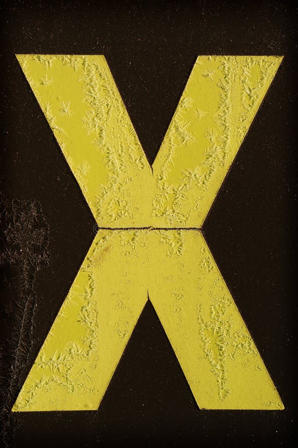 Yellow Letter X Covered with Frost Stock Photo - Image of vintage ...