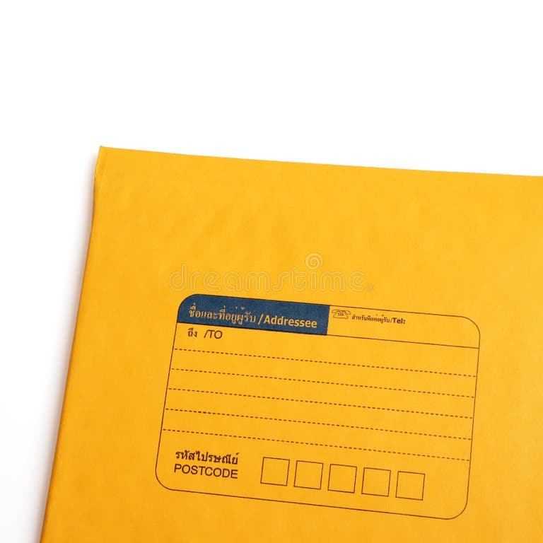 Yellow Letter Envelope Isolated Over White Stock Image - Image of ...