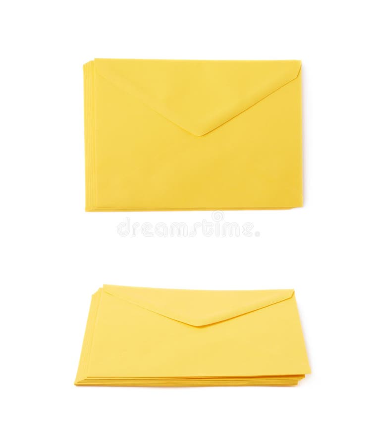 Yellow Letter Envelope Isolated Stock Photo - Image of package, address ...