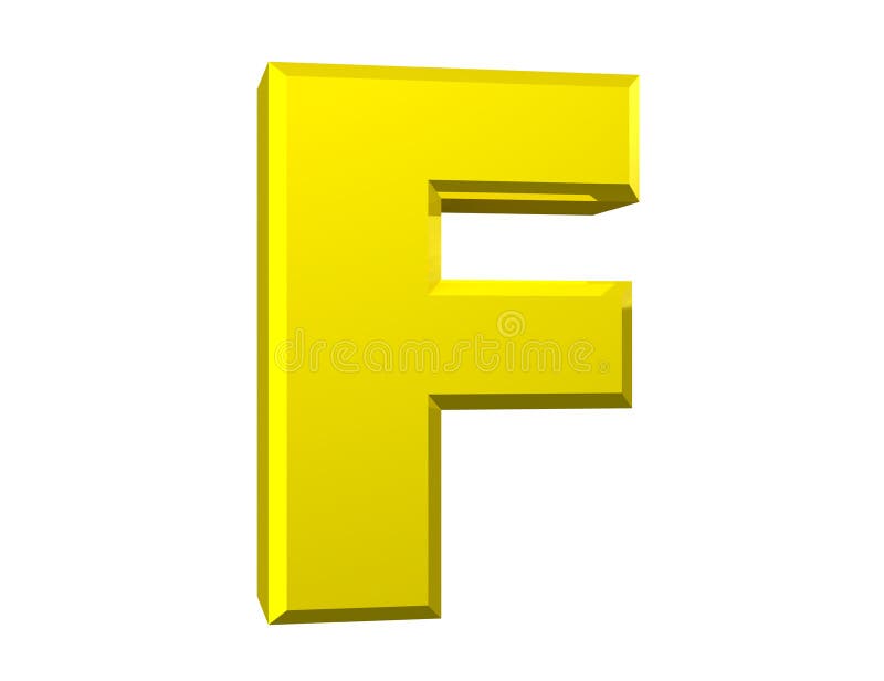 The Yellow Letter F on White Background 3d Rendering Stock Illustration ...