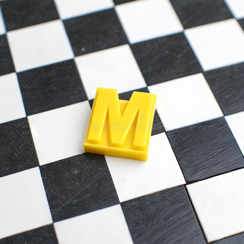 Yellow Letter M on Checkered Background Stock Illustration ...